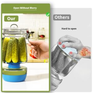 77L Upgrade Pickle Jar with Strainer Flip, 100 Percent Airtight and Leak Proof Glass Hourglass Pickle Juice Separator Jar for Olive and Jalapenos, 1300ML Pickle Container for Pickling and Storing