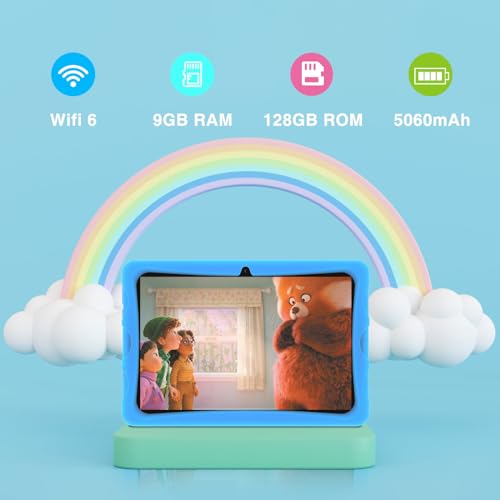 DOOGEE Android 13 Tablet for Kid U10KID, 10.1 Inch HD Display, WiFi6, 4GB RAM +128GB ROM, Dual Speaker, TUV Low Bluelight Certification, Kids Tablet with Case (Blue)