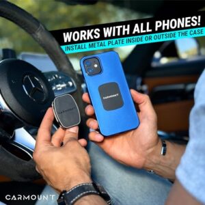 CARMOUNT 2.0 Minimal Adjustable Mount F3 | Ultra Strong | Full 360° Tilt & Rotate | 6X N52 Magnets | Compact & Minimal Design | Works with All Smartphones | Full Metal Design |