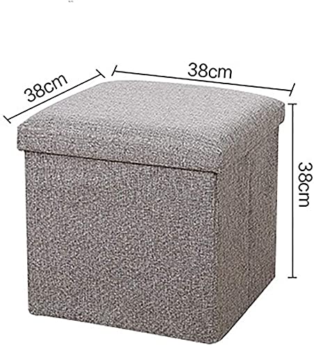 Footstool Storage,Cube Foot Rest Stools,Foldable Storage Boxes Footrest Step Stool,Folding Linen Storage -Table Seat Tray Top Coffee Table,Grey (Grey) (N