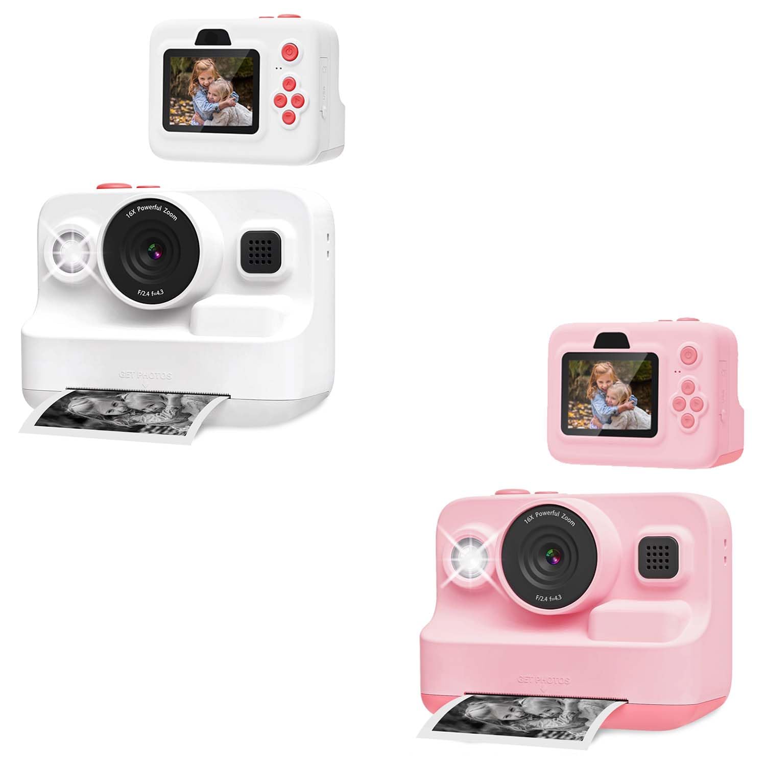 Upgraded Printing Camera White and Pink Kit