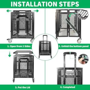 Foldable Utility Cart with Wheels, Rolling Storage Collapsible Shopping Carts Heavy Duty Grocery Cart on Wheels, Rolling Crate with Wheels for Teachers, Home, Shopping, Moving, Office Use