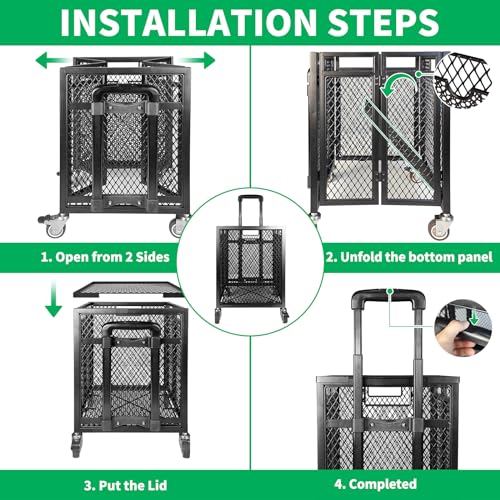 Foldable Utility Cart with Wheels, Rolling Storage Collapsible Shopping Carts Heavy Duty Grocery Cart on Wheels, Rolling Crate with Wheels for Teachers, Home, Shopping, Moving, Office Use