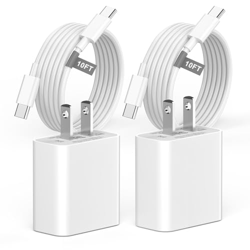 Matsusho iPhone 15 Charger Fast Charging 10 FT, 2 Pack 20W USB C Wall Charger with 10FT Long Type C Charger Fast Charging Cable Compatible for iPhone 15/15 Pro/15 Pro Max/15 Plus, iPad Pro/Air/Mini