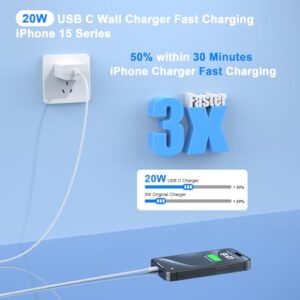 Matsusho iPhone 15 Charger Fast Charging 10 FT, 2 Pack 20W USB C Wall Charger with 10FT Long Type C Charger Fast Charging Cable Compatible for iPhone 15/15 Pro/15 Pro Max/15 Plus, iPad Pro/Air/Mini