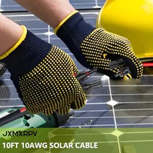 JXMXRPV Twin Wire Solar Panel Connector Extension Cable 10FT 10AWG (6mm²), Solar Panel Wire Adapter for Home Boat RV Solar Panels (10FT 10AWG)