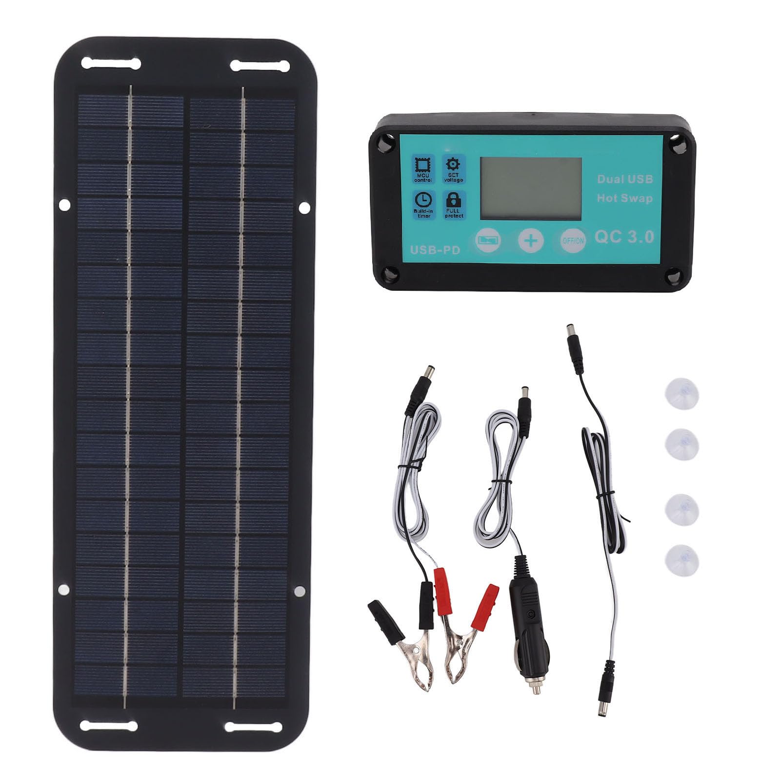 HEEPDD 20W Solar Panel Starter Kit, Solar Panel and MPPT Charge Controller for Boat Car RV Motorcycle Marine Automotive