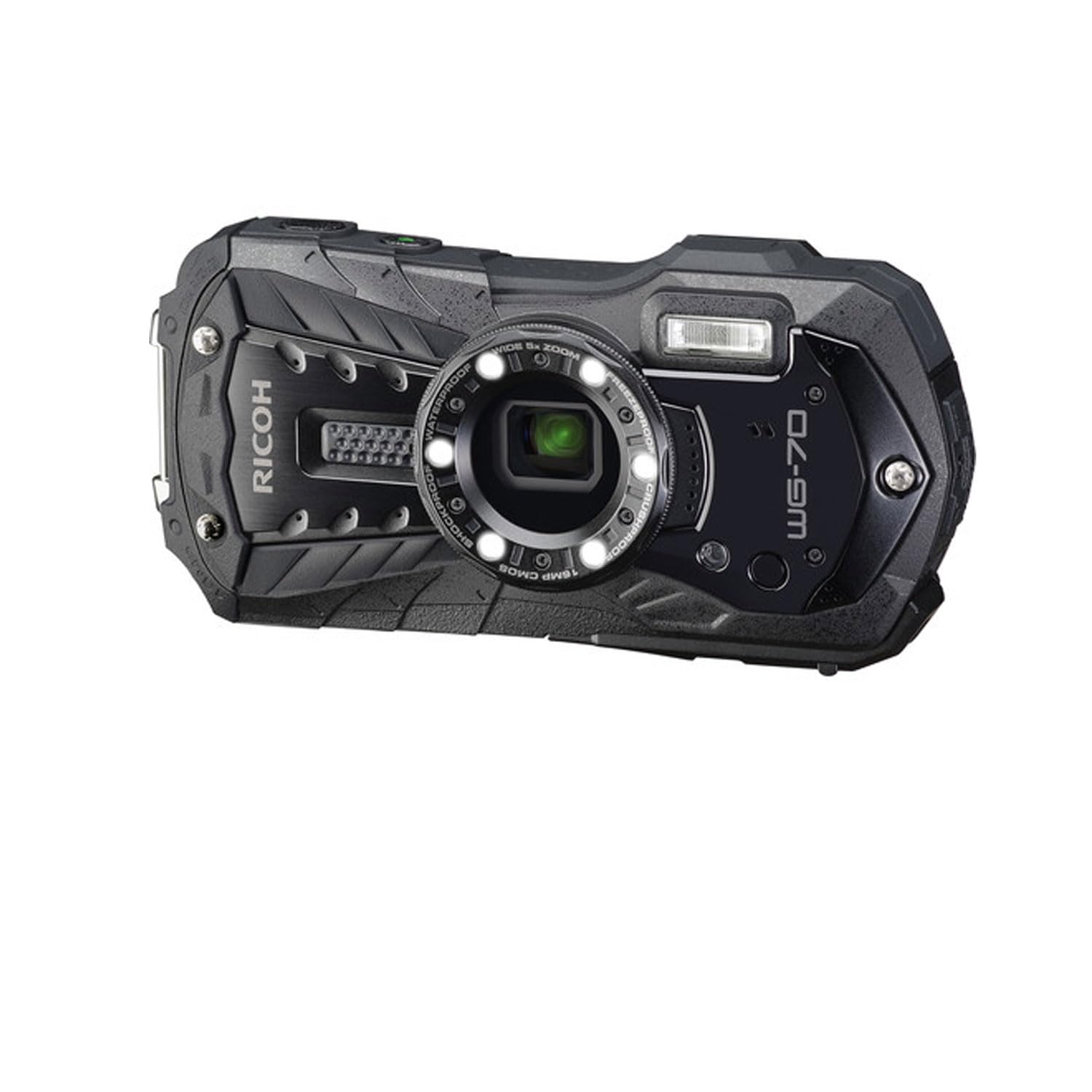 Ricoh WG-70 Waterproof Digital Camera (Black) 03868 Bundle with 256GB Memory Card, Carrying Case, Tripod, Corel Photo-Video-Art Suite + More (International Model)