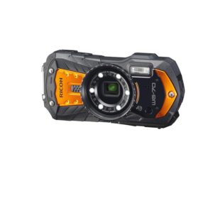 Ricoh WG-70 Waterproof Digital Camera (Orange) 03873 Bundle with 256GB Memory Card, Carrying Case, Tripod, Corel Photo-Video-Art Suite + More (International Model)