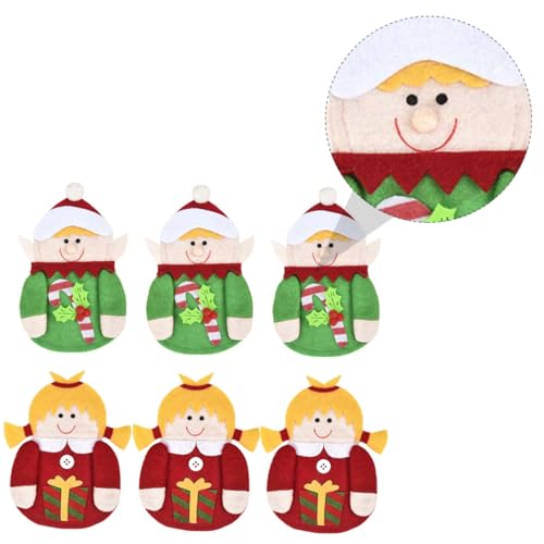 Abaodam 18 Pcs Cute Elf Girl and Fork Set Christmas Utensil Holder Santa Ornament Cutter Fork Cover Christmas Forks Bag Christmas Ornament Christmas Tableware Bag Candy Bag Variety