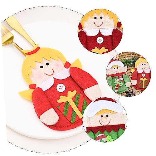 Abaodam 18 Pcs Cute Elf Girl and Fork Set Christmas Utensil Holder Santa Ornament Cutter Fork Cover Christmas Forks Bag Christmas Ornament Christmas Tableware Bag Candy Bag Variety