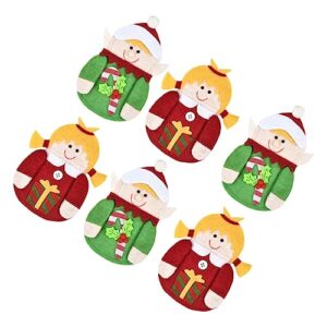 Abaodam 18 Pcs Cute Elf Girl and Fork Set Christmas Utensil Holder Santa Ornament Cutter Fork Cover Christmas Forks Bag Christmas Ornament Christmas Tableware Bag Candy Bag Variety