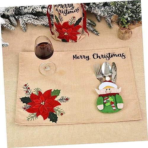 Abaodam 18 Pcs Cute Elf Girl and Fork Set Christmas Utensil Holder Santa Ornament Cutter Fork Cover Christmas Forks Bag Christmas Ornament Christmas Tableware Bag Candy Bag Variety