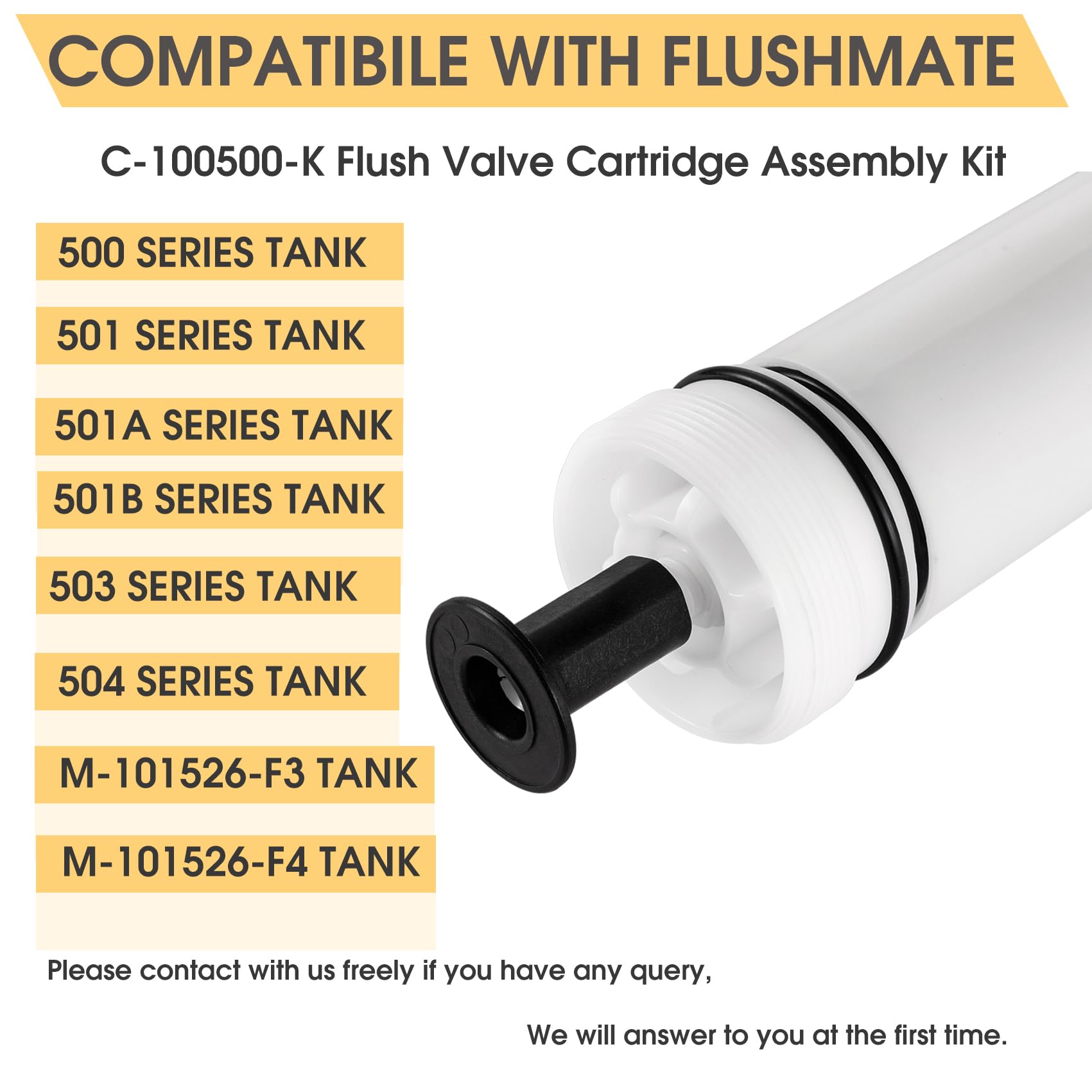 C-100500-K C-100500-Kit Replacement Cartridge Kit Flush Valve Cartridge Assembly Kit for m-101526-f3 503 504 Cartridge, White, 1 Pack