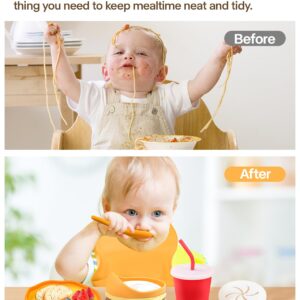 Baby Led Weaning Supplies, Silicone Feeding Set for Baby, Toddler Plates and Bowls Set with Suction, Baby Utensils Set with Adjustable Bib, Sippy Cup,Spoon and Fork, 6+ Months