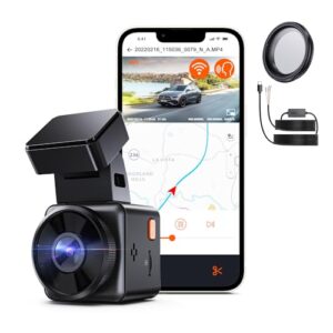 【bundle: vantrue e1 lite 1080p wifi mini dash cam with gps and speed + cpl + type c usb hardwire kit】 e1 lite 1080p wifi mini dash cam with gps and speed, free app, voice control