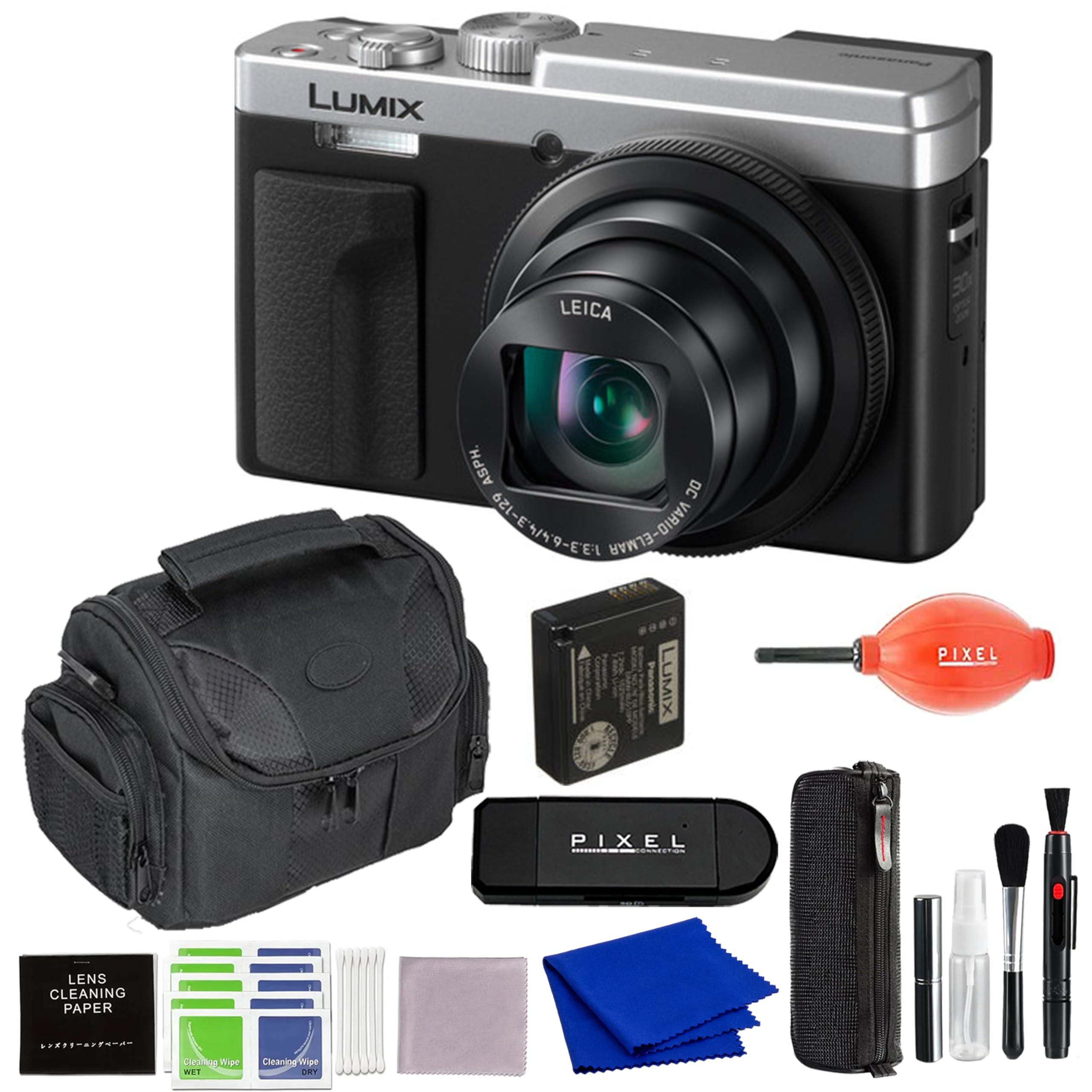 Panasonic Lumix DC-ZS80 Digital Camera (Silver) with Advanced Accessories and Travel Bundle | DC-ZS80DK | panasonic lumix zs80