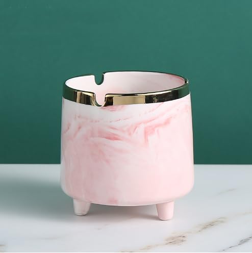 Ashtray 1 Pack Pink Marble Ceramic Ashtray Home Easy Clean Decorative Ash Holder Cigarette Ashtray Indoor Outdoor Patio Cigarette Ashtray Ash Tray