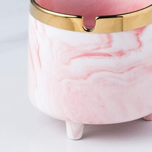 Ashtray 1 Pack Pink Marble Ceramic Ashtray Home Easy Clean Decorative Ash Holder Cigarette Ashtray Indoor Outdoor Patio Cigarette Ashtray Ash Tray