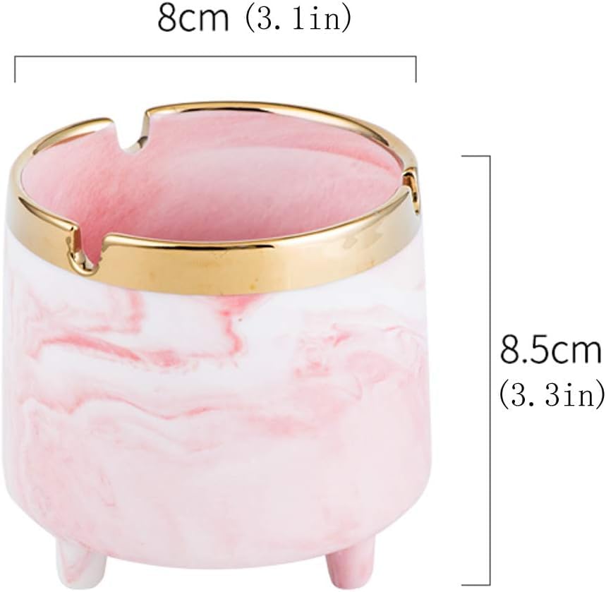 Ashtray 1 Pack Pink Marble Ceramic Ashtray Home Easy Clean Decorative Ash Holder Cigarette Ashtray Indoor Outdoor Patio Cigarette Ashtray Ash Tray