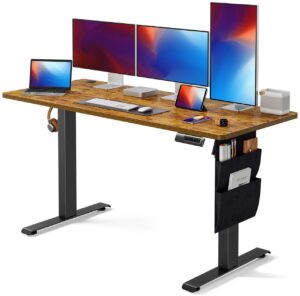 marsail standing desk adjustable height,‎55x24 inch electric standing desk, stand up desk with storage bag,headphone hook for computer workstations desk memory preset