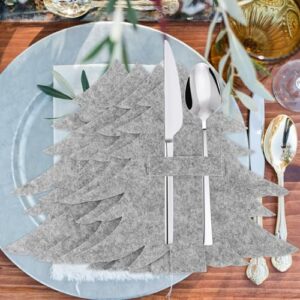 Veemoon 8 Pcs Christmas Cutlery Bag Christmas Party Christmas Flatware Holders Christmas Cutlery Covers Christmas Tree Silverware Pouch Pockets Holder Tableware Non-woven Fabric