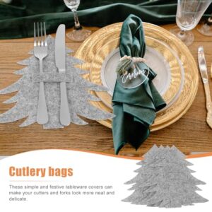 Veemoon 8 Pcs Christmas Cutlery Bag Christmas Party Christmas Flatware Holders Christmas Cutlery Covers Christmas Tree Silverware Pouch Pockets Holder Tableware Non-woven Fabric