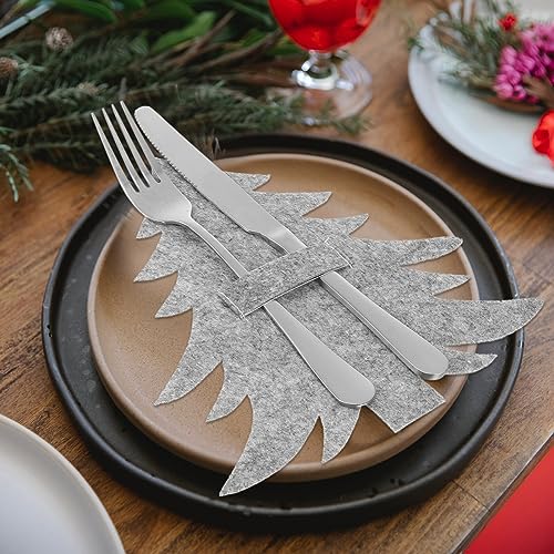 Veemoon 8 Pcs Christmas Cutlery Bag Christmas Party Christmas Flatware Holders Christmas Cutlery Covers Christmas Tree Silverware Pouch Pockets Holder Tableware Non-woven Fabric