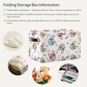 Emelivor Dog Hipster Storage Basket Bins Sturdy Toy Storage Organizer Bins Laundry Basket with Handles for Home Boys Girls Office Closet Shelf Nursery Baskets,1 pcs