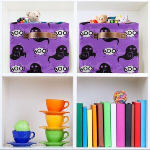 Ghost Cloud Boo Halloween Storage Basket Bins Decorative Toy Organizer Bins Laundry Hamper Baskets with Handles for Pet Books Clothes Makeup Nursery Closet Office,2 pcs