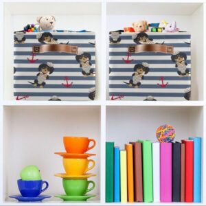 Dachshund Puppy Storage Basket Bins Decorative Toy Laundry Basket Organization with Handles for Home Boys Girls Office Closet Shelf Nursery Baskets,2 pcs