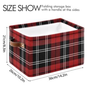 Christmas Plaid Storage Basket Bins Foldable Laundry Hamper Toy Storage Bins Box Organizer for Office Bedroom Clothes Bedroom Living Room,2 pcs