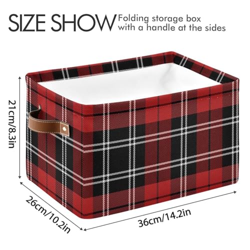 Christmas Plaid Storage Basket Bins Foldable Laundry Hamper Toy Storage Bins Box Organizer for Office Bedroom Clothes Bedroom Living Room,2 pcs