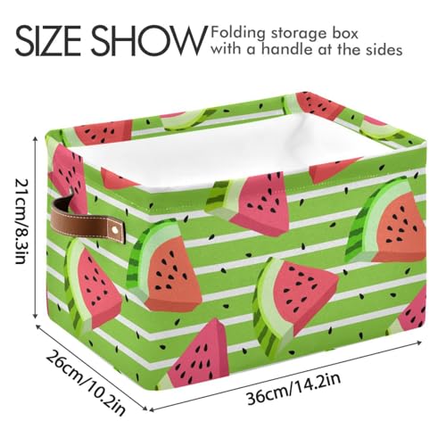 Watermelon Slices Green Storage Basket Bins Foldable Laundry Hamper Toy Storage Bins Box Organizer for Home Boys Girls Office Closet Shelf Nursery Baskets,1 pcs