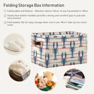 Retro Marine Lobster Storage Basket Bins Foldable Decorative Storage Box Laundry Hamper Baskte Storage for Living Room Clothes Nursery Closet Shelf Playroom,1 pcs