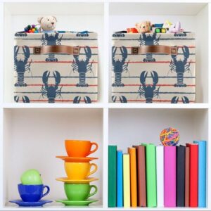 Retro Marine Lobster Storage Basket Bins Foldable Decorative Storage Box Laundry Hamper Baskte Storage for Living Room Clothes Nursery Closet Shelf Playroom,1 pcs