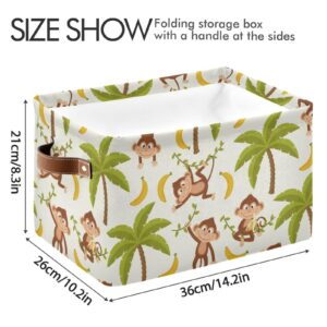 Monkey Palm Tree Storage Basket Bins Foldable Decorative Storage Box Laundry Hamper Baskte Storage for Bedroom Office Clothes Pet Nursery Living Room,2 pcs