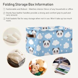 Panda Blue Cloud Storage Basket Bins Sturdy Toy Storage Organizer Bins Laundry Basket with Handles for Bedroom Office Clothes Pet Nursery Living Room,2 pcs