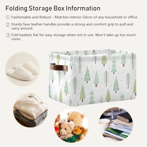 Cute Christmas Trees Storage Basket Bins Foldable Laundry Hamper Toy Storage Bins Box Organizer for Pet Books Clothes Makeup Nursery Closet Office,1 pcs