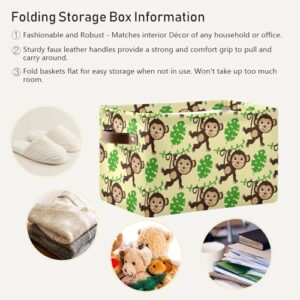 Monkey Leaves Storage Basket Bins Foldable Decorative Storage Box Laundry Hamper Baskte Storage for Playroom Living Bed Room Office Clothes Nursery,1 pcs