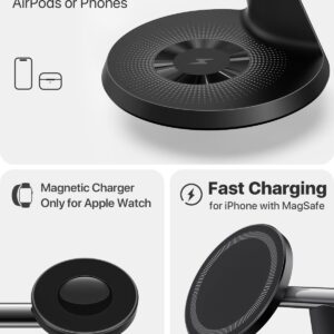 Charging Station for Apple Multiple Devices, for MagSafe Charger Stand, Wireless Charger for MagSafe 3 in 1 for iPhone 15 14 13 12 Series, Apple Watch, AirPods Pro/3/2 (30W Adapter Included)