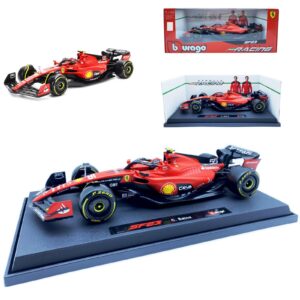 htlnuzd bburago 1:18 sf23#55 new 2023 model car for ferrari team alloy racing die cast car sainz signature 1/18 f1 sf23#55 collection gift