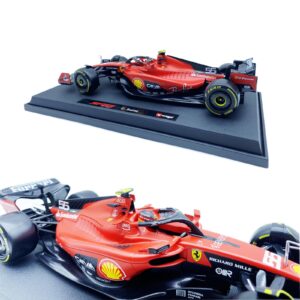 HTLNUZD Bburago 1:18 SF23#55 New 2023 Model Car for Ferrari Team Alloy Racing Die Cast Car Sainz Signature 1/18 F1 SF23#55 Collection Gift