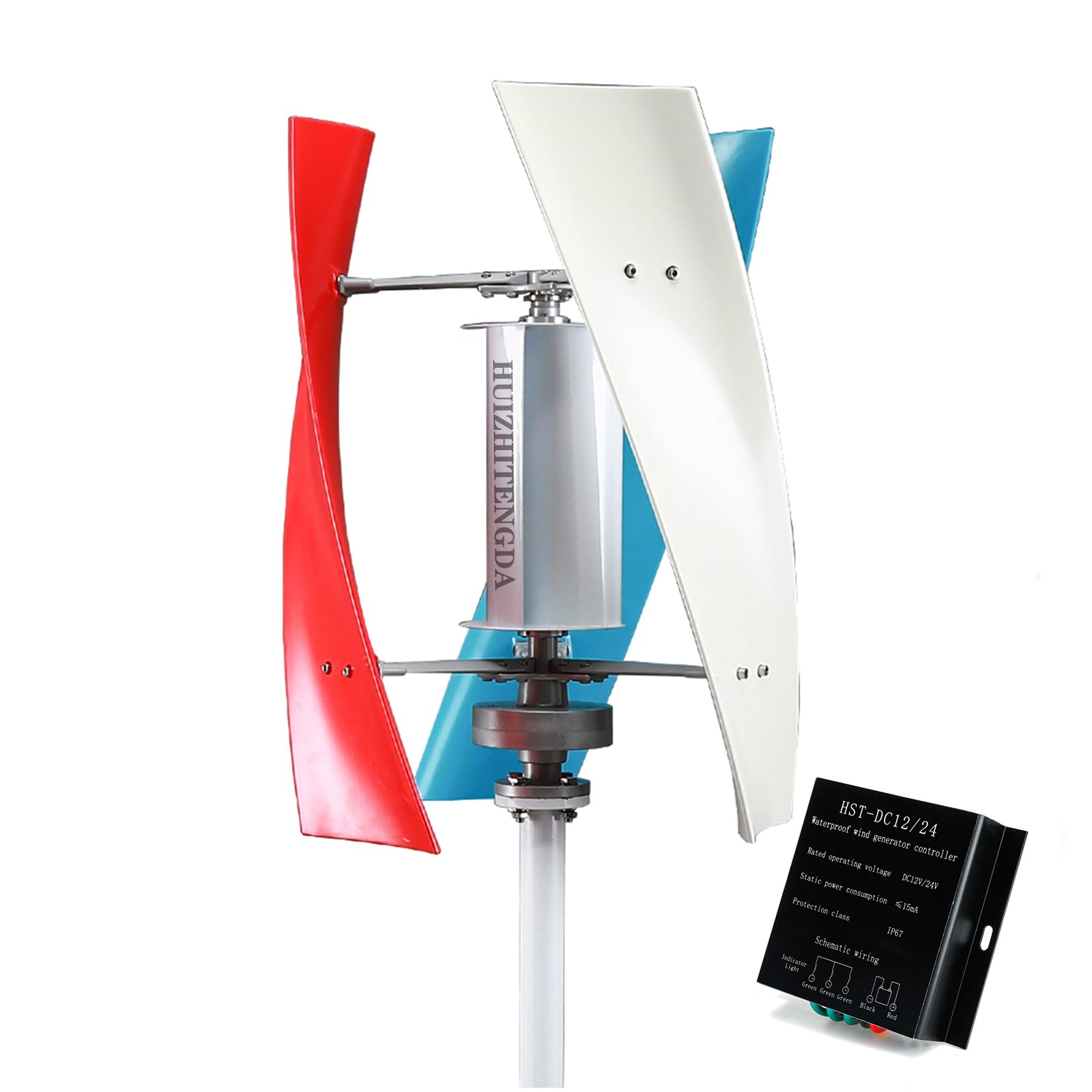 HUIZHITENGDA 3000W 12V 24V 48V 300RPM Vertical Wind Turbine Maglev Wind Generator with Controller, Home Wind Power Turbine Generator,12v