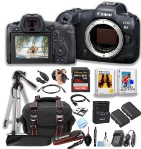 canon eos r5 mirrorless camera body + 128gb pro speed memory + case + tripod + software pack -proffesional bundle (renewed)