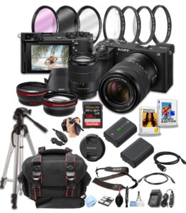 sony a6700 mirrorless camera with 18-135mm lens + 128gb pro speed memory + case + tripod + software pack -proffesional photo bundle (renewed)