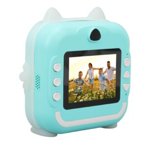 kids camera, cartoon smart kidscamera, portable cute print kids digital selfie camera toys, thermal print digital mini camera for 3 4 5 6 7 8 9 year old girls and (blue)