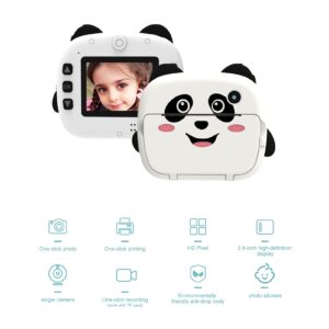 ADBEN Portable Children Instant Thermal Print Camera 2.4 Inch Screen 1080P Digital Camera Photo Selfie 1080P FHD Video Thermal Inkless Printing 3 Rolls White Print Paper Learning Toy Birthday Gift for