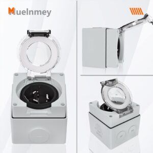 Muelnmey 50Amp Power Outlet Box,125/250Volt NEMA SS2-50P Inlet Plug+ 3PCS Cable Glands 2 M25 (13-18mm) Connectors and 1 M32 (18-25mm) Connector