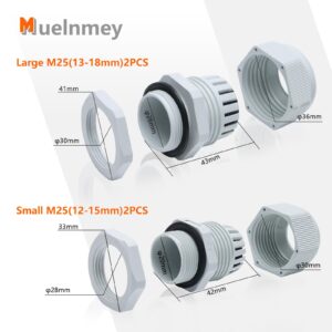 Muelnmey 50Amp Power Outlet Box,125/250Volt NEMA SS2-50P Inlet Plug+ 3PCS Cable Glands 2 M25 (13-18mm) Connectors and 1 M32 (18-25mm) Connector